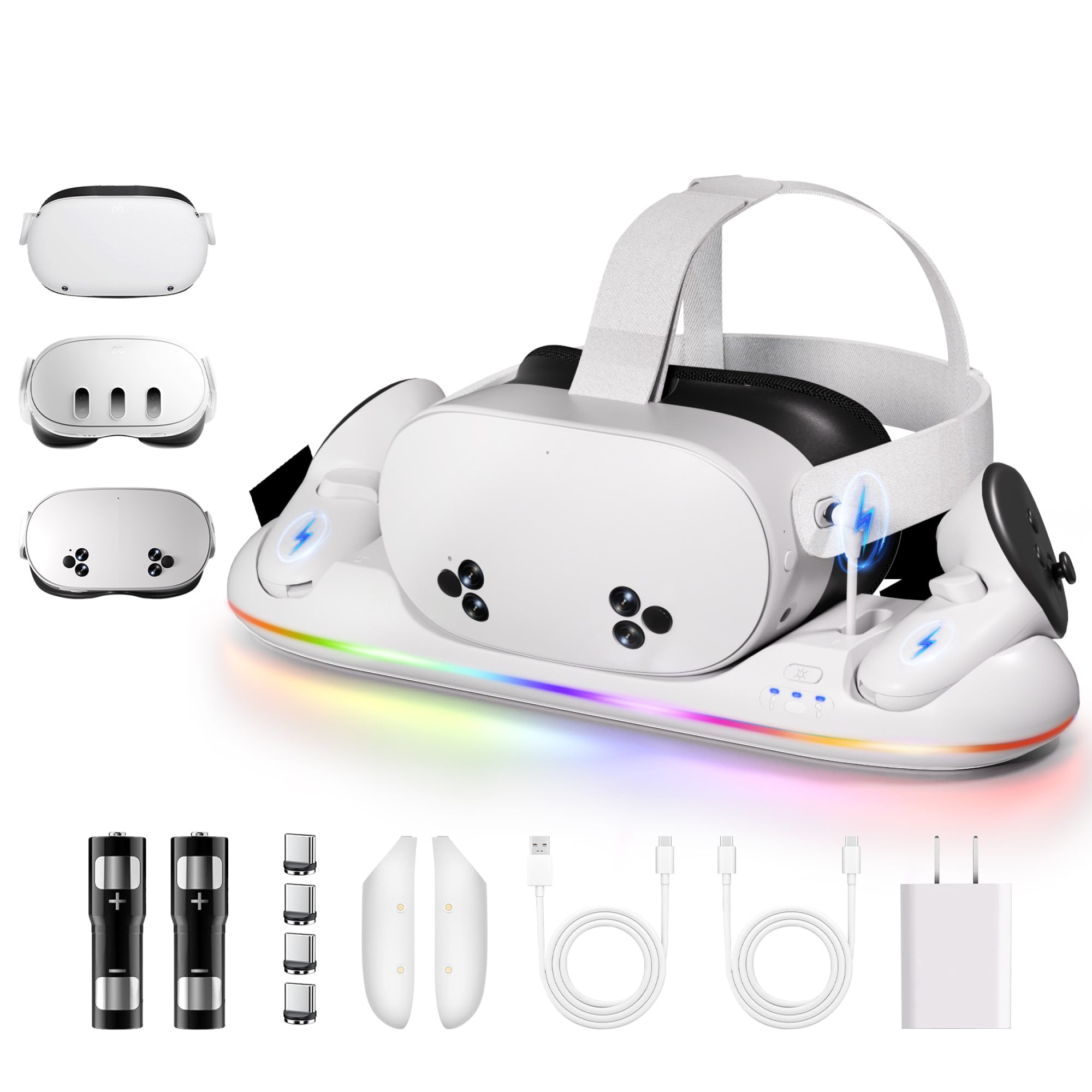 Pecham VR Charging Dock Fit for Meta Quest 3/Quest 3S/Quest 2, RGB ...