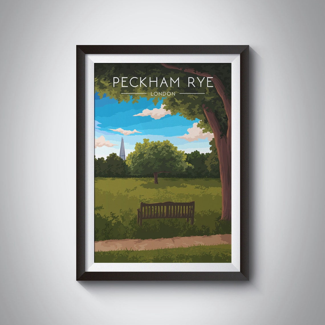 Peckham Rye Park Poster, London Travel Poster, South London Park Print ...