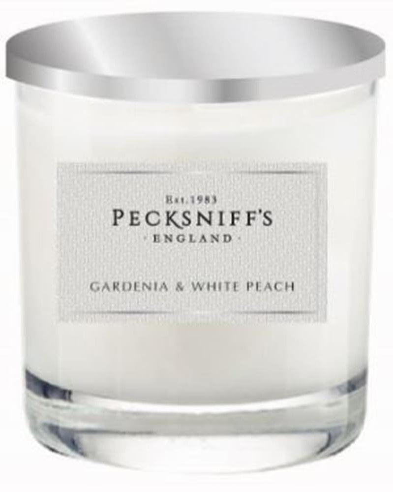Pecksniffs Classic Gardenia & White Peach Scented Candle | 3 Wicks ...