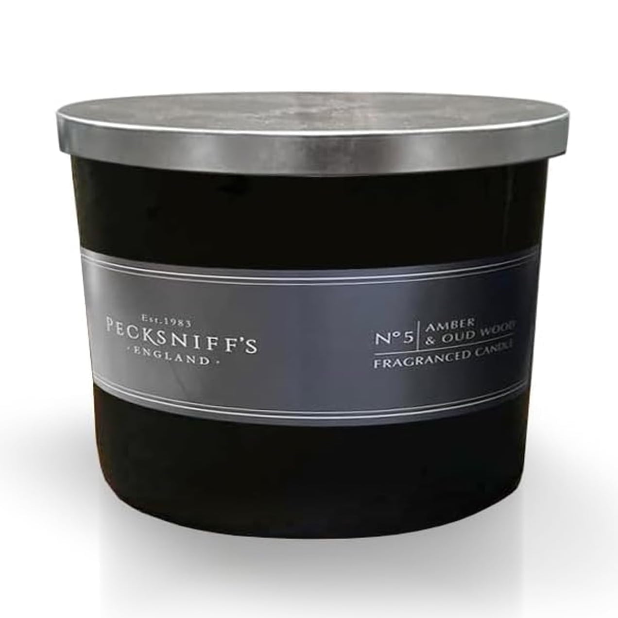 Pecksniffs Luxurious Black Tall Amber & Oud Wood Scented Candle | 3 ...