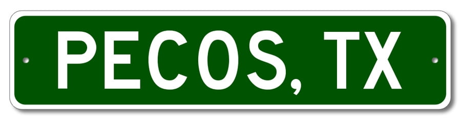 Pecos Texas Metal Wall Decor City Limit Sign Size: 4 x 16 Inch ...