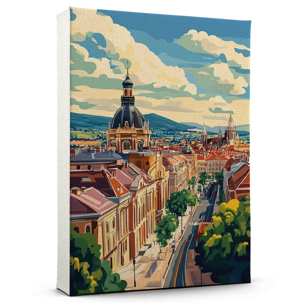 Pecs Vintage Travel Canvass, Hungary Canvas Wall Art, Pecs Canvas Wall ...