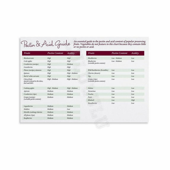 Pectin And Acid Chart Poster Health Benefits Of Fruits (2) Canvas ...