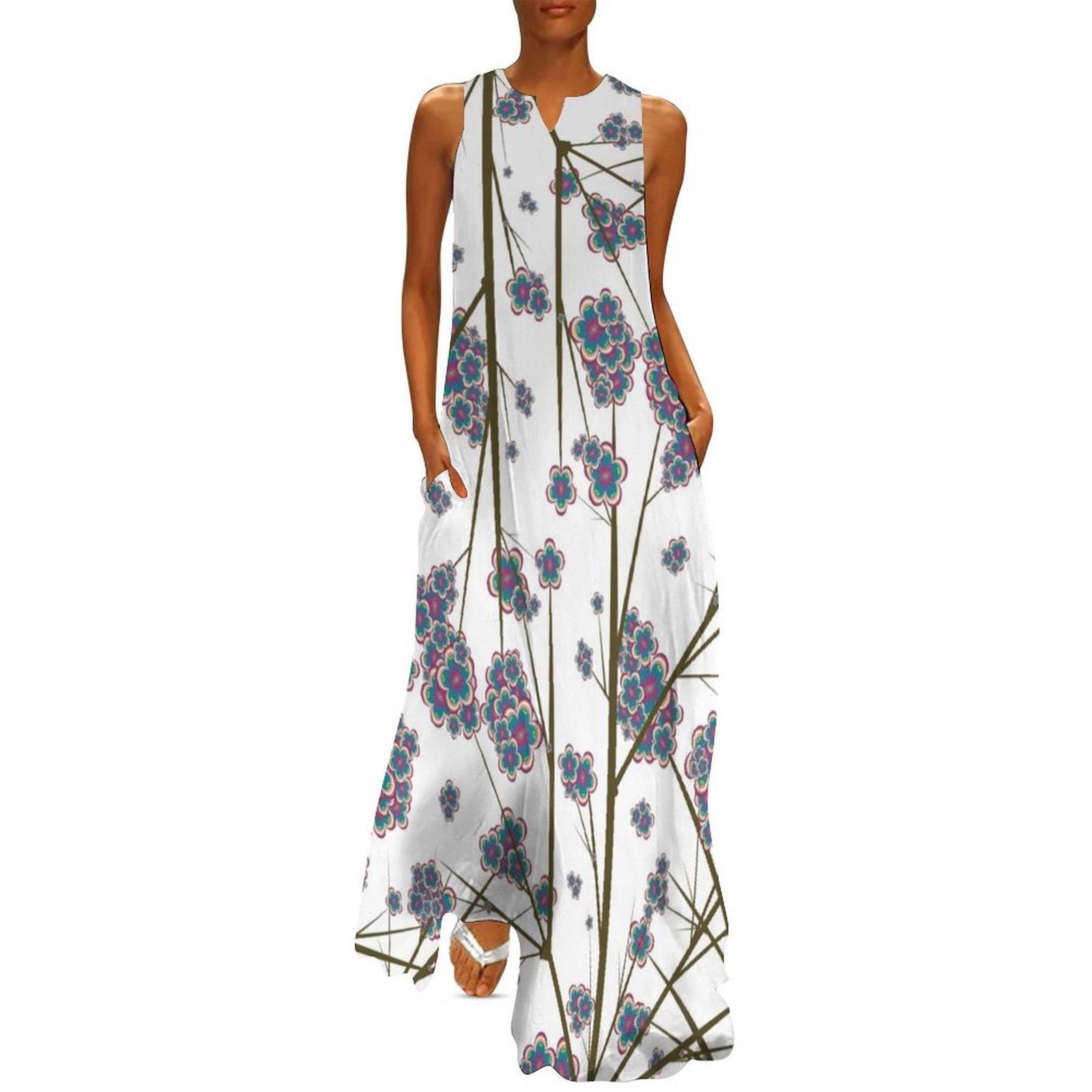 Peculiar Branches - White Long Dress birthday dress sexy dress for ...