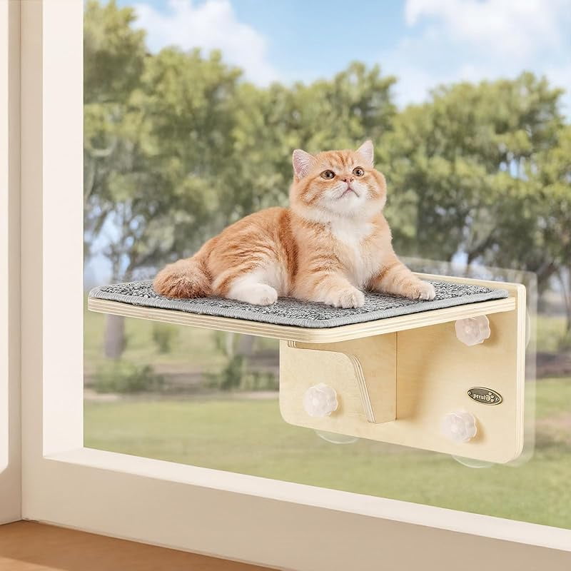 Pecute 2-in-1 Cat Window Perch & Wall Shelves, Cat Hammock Window with ...