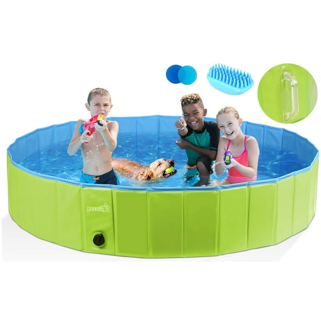 Pecute Kiddie Pools, Foldable Portable Dog Pool Outdoor Hard PVC ...
