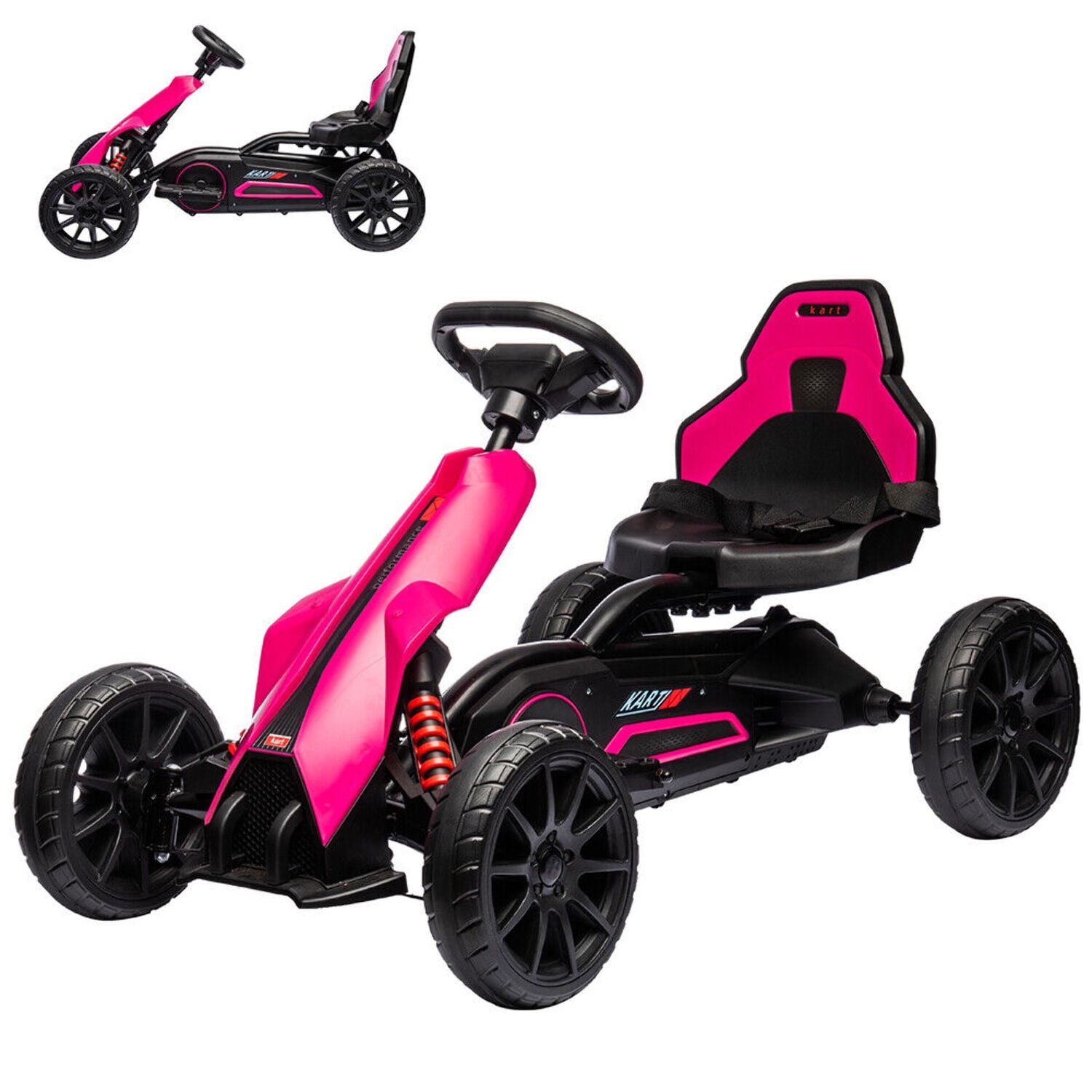 Pedal-Powered Go Kart for Kids with Safety Belt - Outdoor 4-Wheel Racer ...