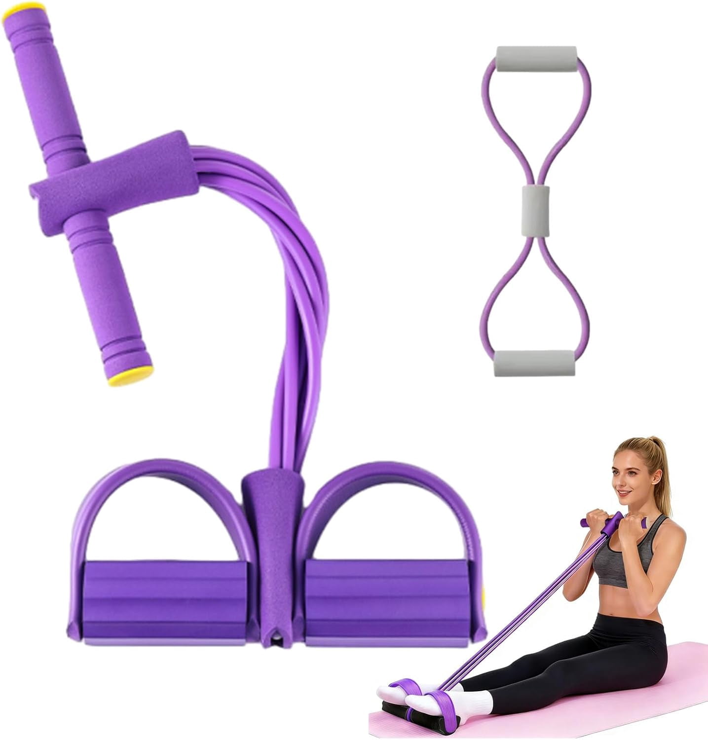 Pedal Resistance Band with Handle - 2026 Latest 8-Tube Pedal Resistance ...