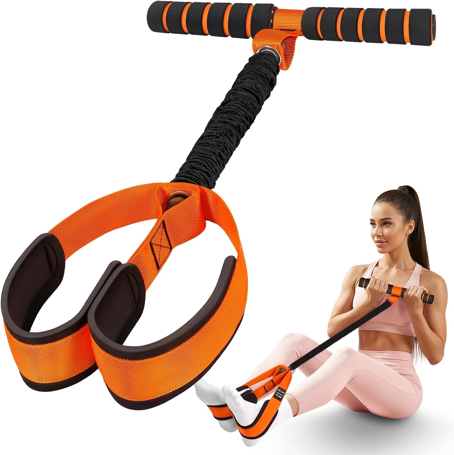 Pedal Resistance Band with Handles, 55/75LBS Women Exercise Band for ...