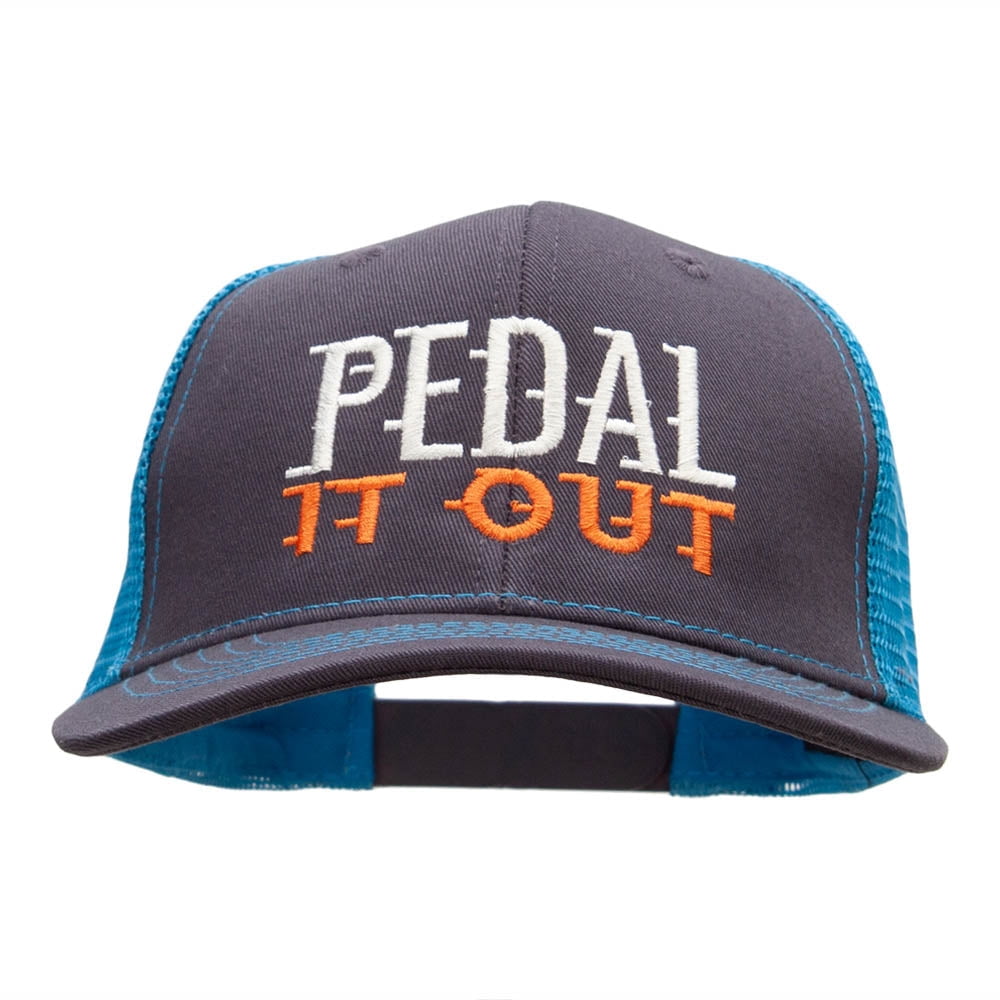 Pedal it Out Embroidered Premium Mesh Cap - Charcoal Sky Blue OSFM ...
