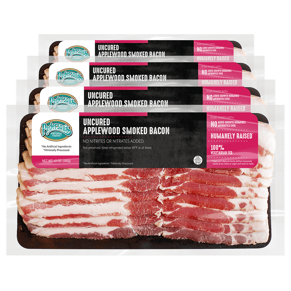 Pederson's Natural Farms Uncured Applewood Smoked Bacon 4 Packages, 12 ...