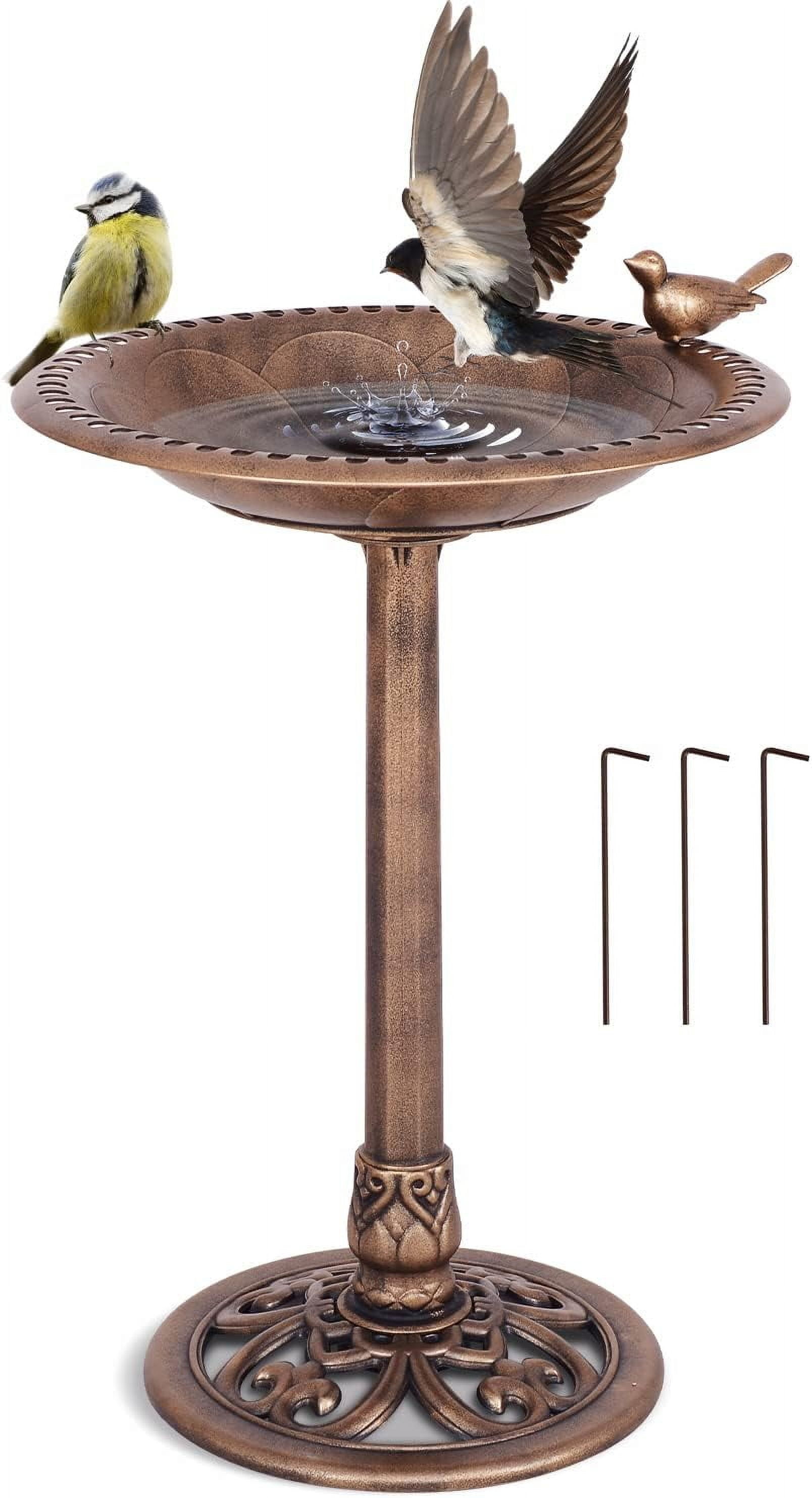 Pedestal Bird Bath 30 Inch Tall Bird Baths for Outdoors, Antique Golden ...