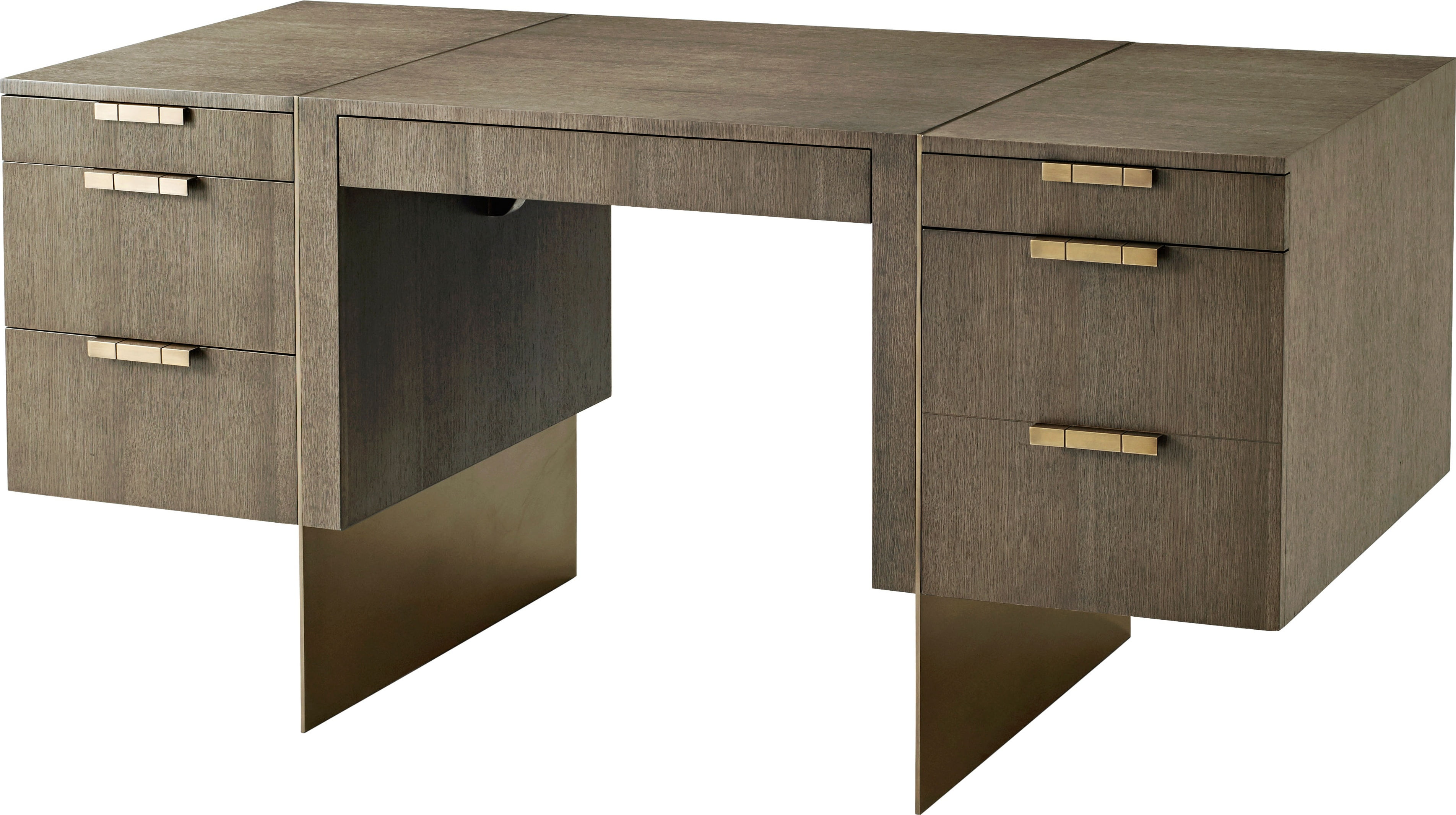 Pedestal Desk THEODORE ALEXANDER 20th C European Slab Legs and Handles ...