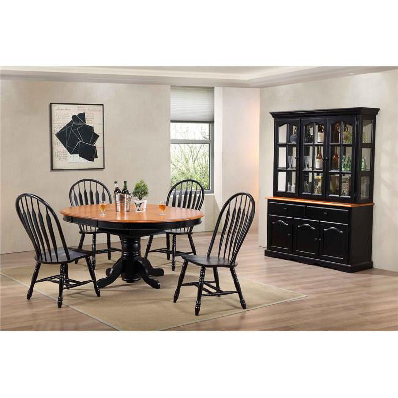 Fine Line FI2485993 Pedestal Dining Table Set with China Cabinet 7 Pie