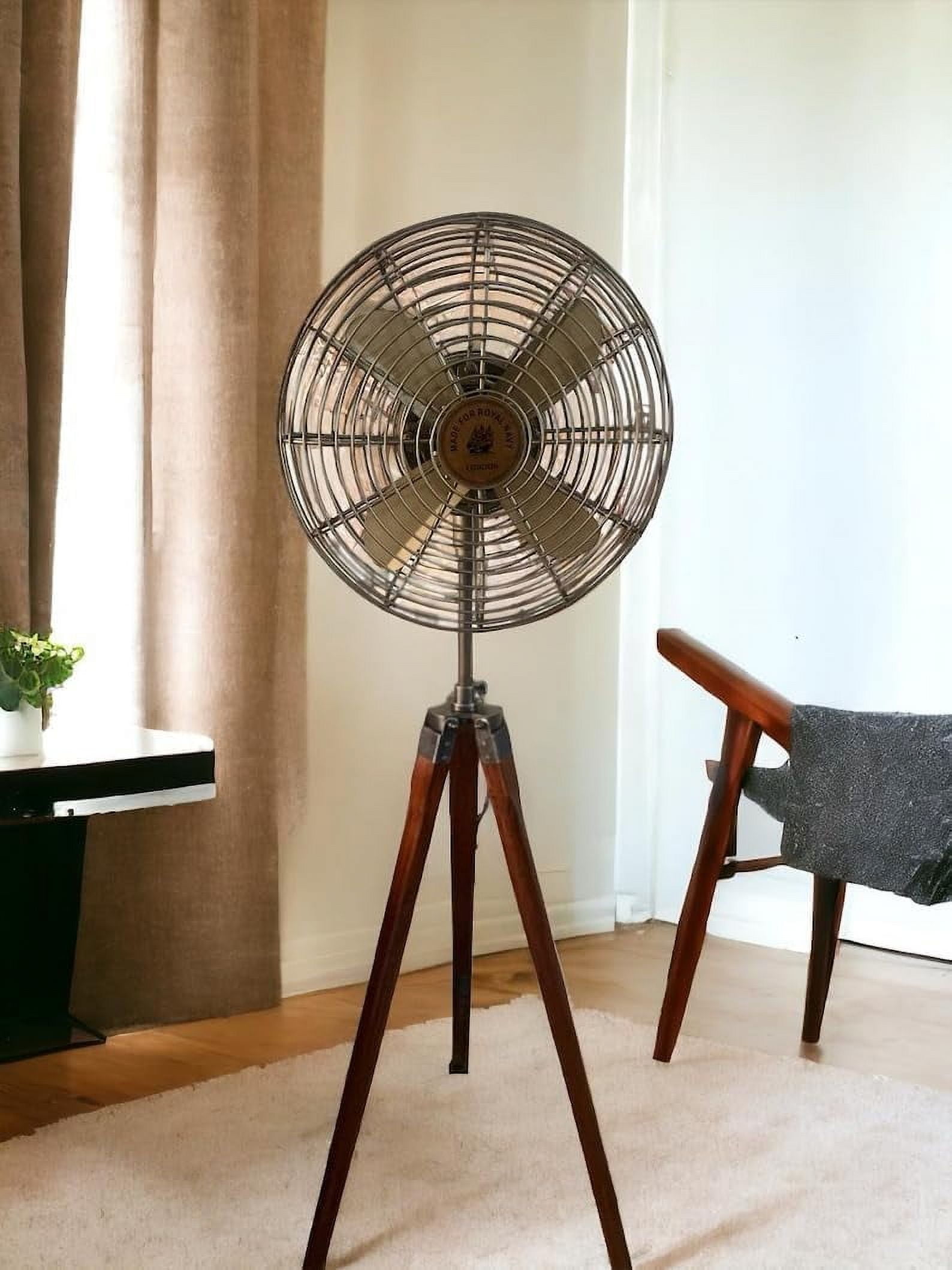 Pedestal Fan Vintage-Inspired Functional Brass & Brown Antique Electric ...
