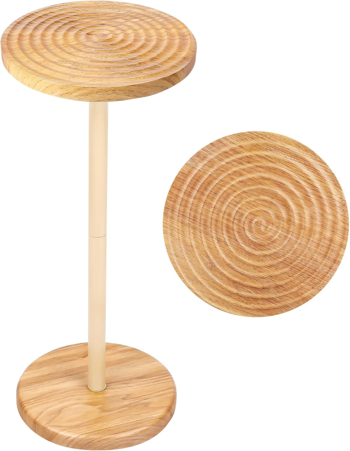 Pedestal Side Table,10.24" Natural Wood Round Coffee Table, Drink Table ...