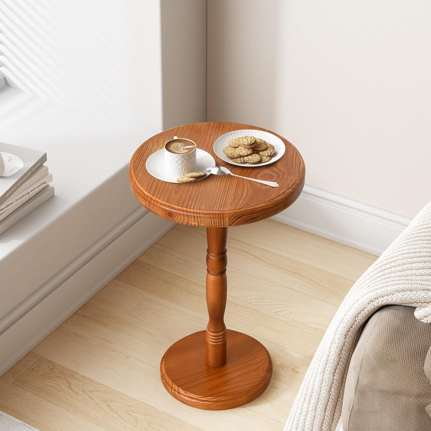 Pedestal Side Table, Round Drink Table, Martini Table for Sofa, Couch ...