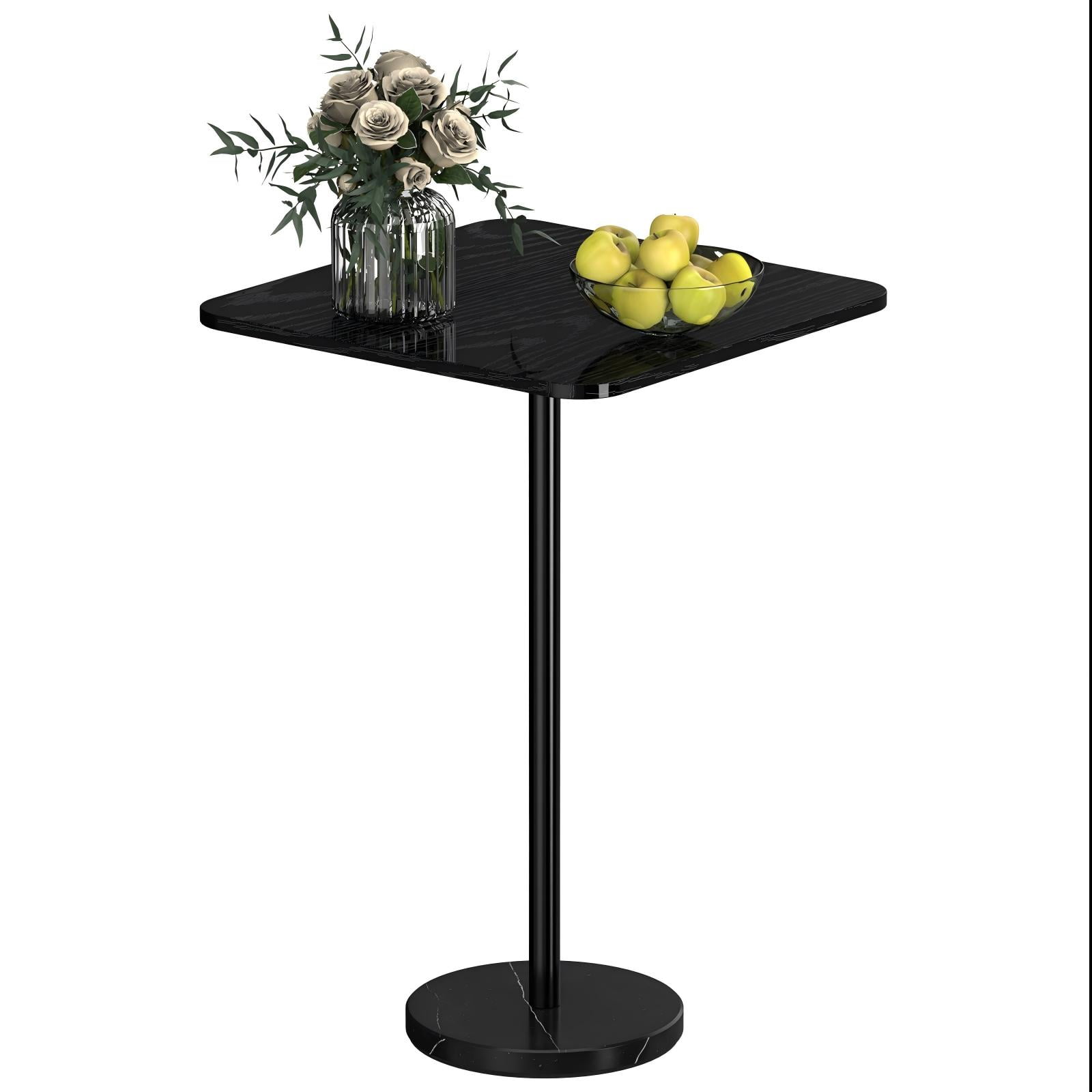 Pedestal Side Table, Small Black Square Drink Table for Small Spaces ...