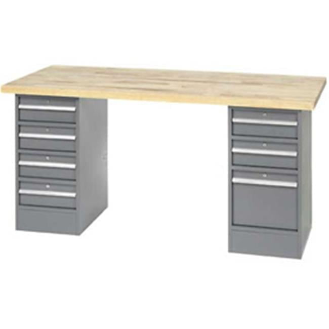 Pedestal Workbench with 7 Drawers - Gray - Walmart.com