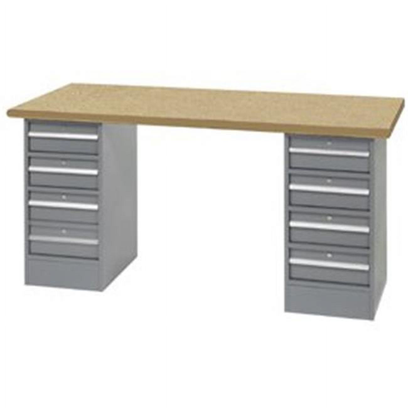 Pedestal Workbench with 8 Drawers - Gray - 72 x 30 in. - Walmart.com