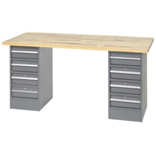 Pedestal Workbench with 8 Drawers Maple Butcher Block Safety Edge ...