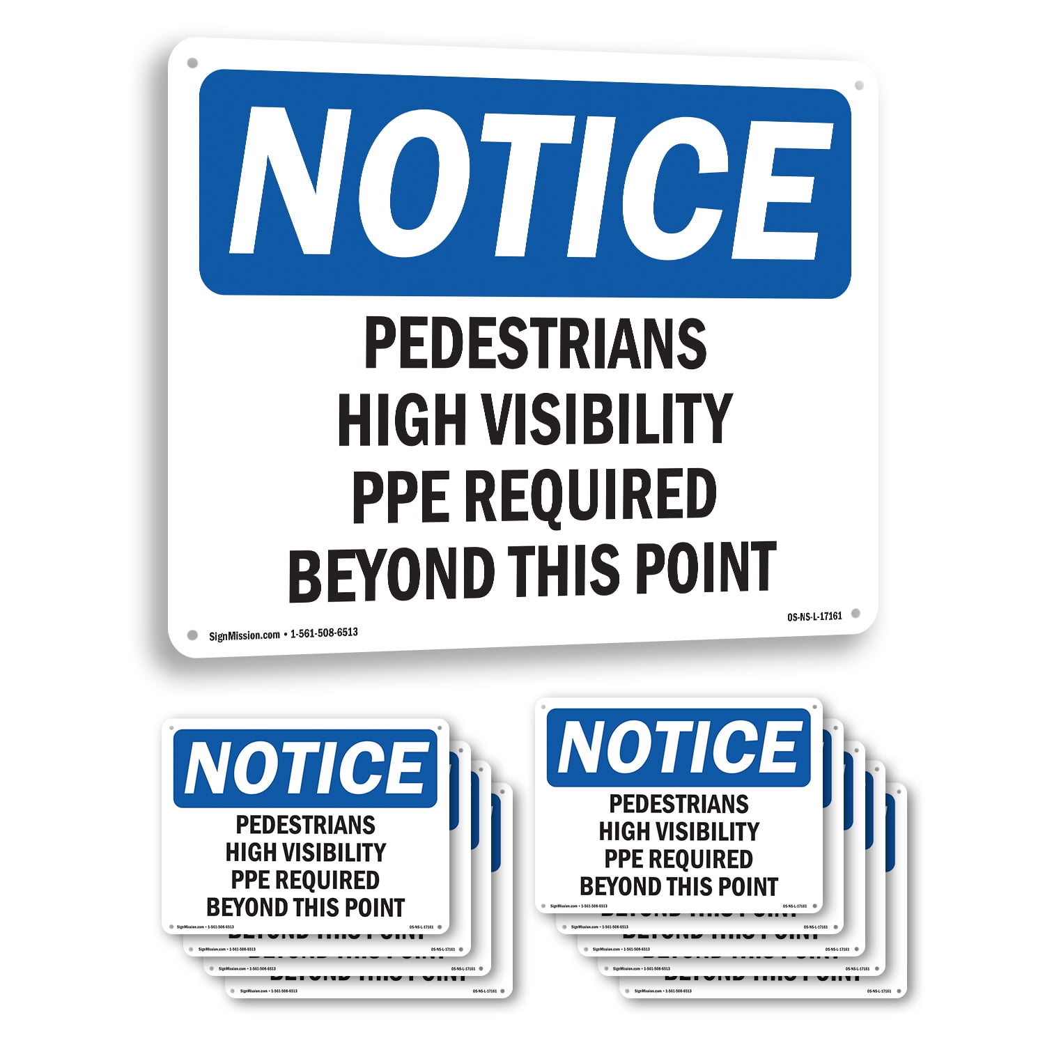 Pedestrians High Visibility PPE Required OSHA Notice Rigid Plastic Sign ...