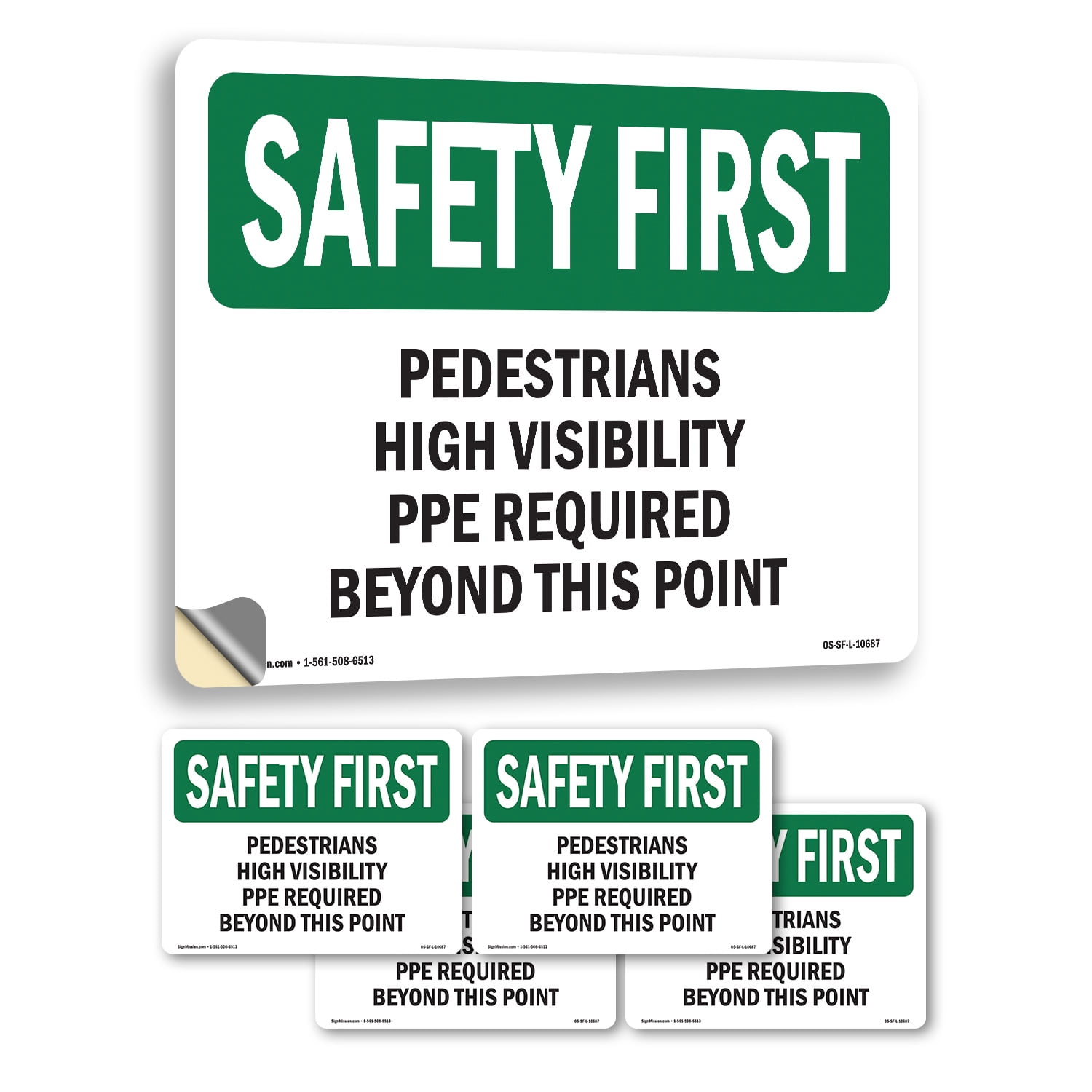 Pedestrians High Visibility PPE Required OSHA SAFETY FIRST Vinyl Decal ...