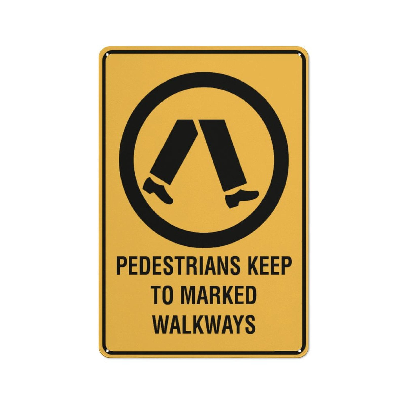 Pedestrians Keep To Marked Walkways Sign 12X8 Inches Metal Aluminum ...