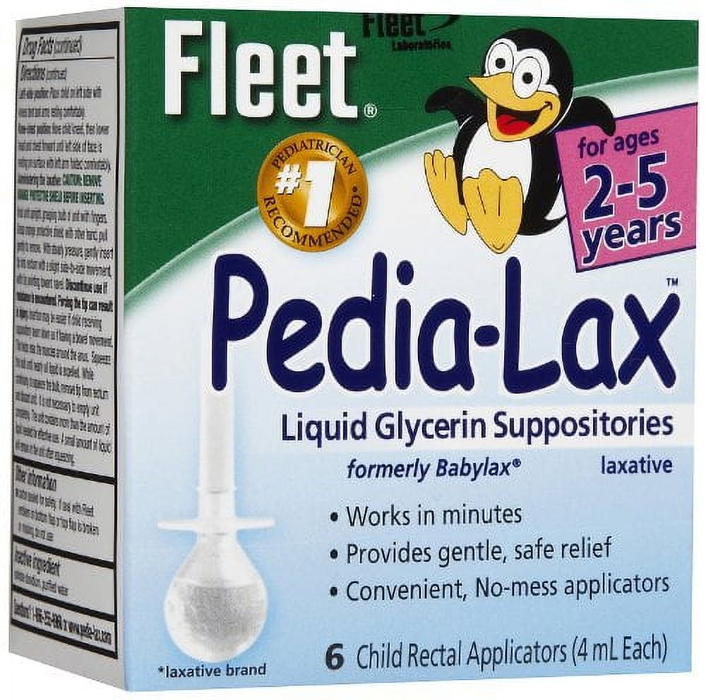 Pedia-Lax Laxative Liquid Glycerin Suppositories for Kids, Ages 2-5, 6 ...