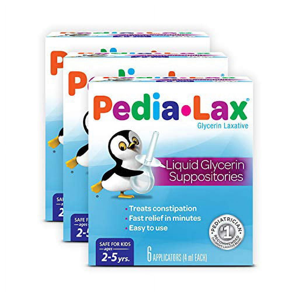 Pedia-Lax Laxative Liquid Glycerin Suppositories for Kids, Ages 2-5, 6 ...