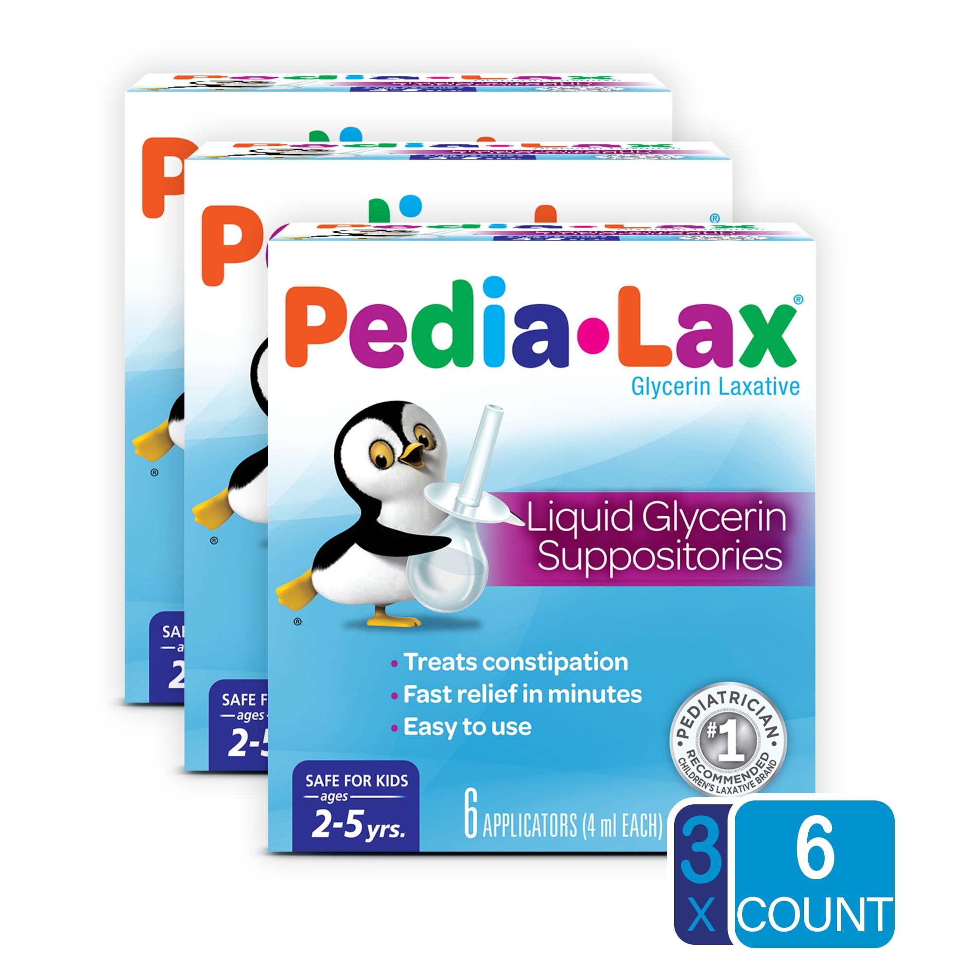 Pedia-Lax Laxative Liquid Glycerin Suppositories for Kids, Ages 2-5, 6 ...