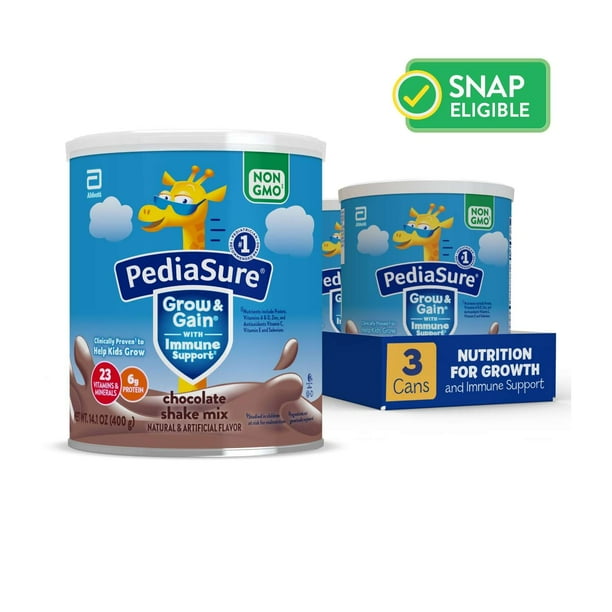 PediaSure Grow & Gain Shake Mix Powder, Vanilla, 14.1 oz Can, Pack of 3 ...