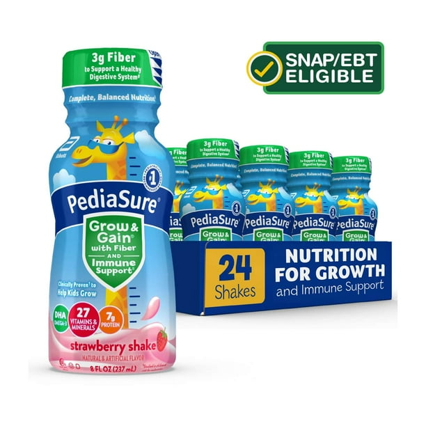 PediaSure Grow & Gain With Fiber & Immune Support, Strawberry, 8-fl-oz ...