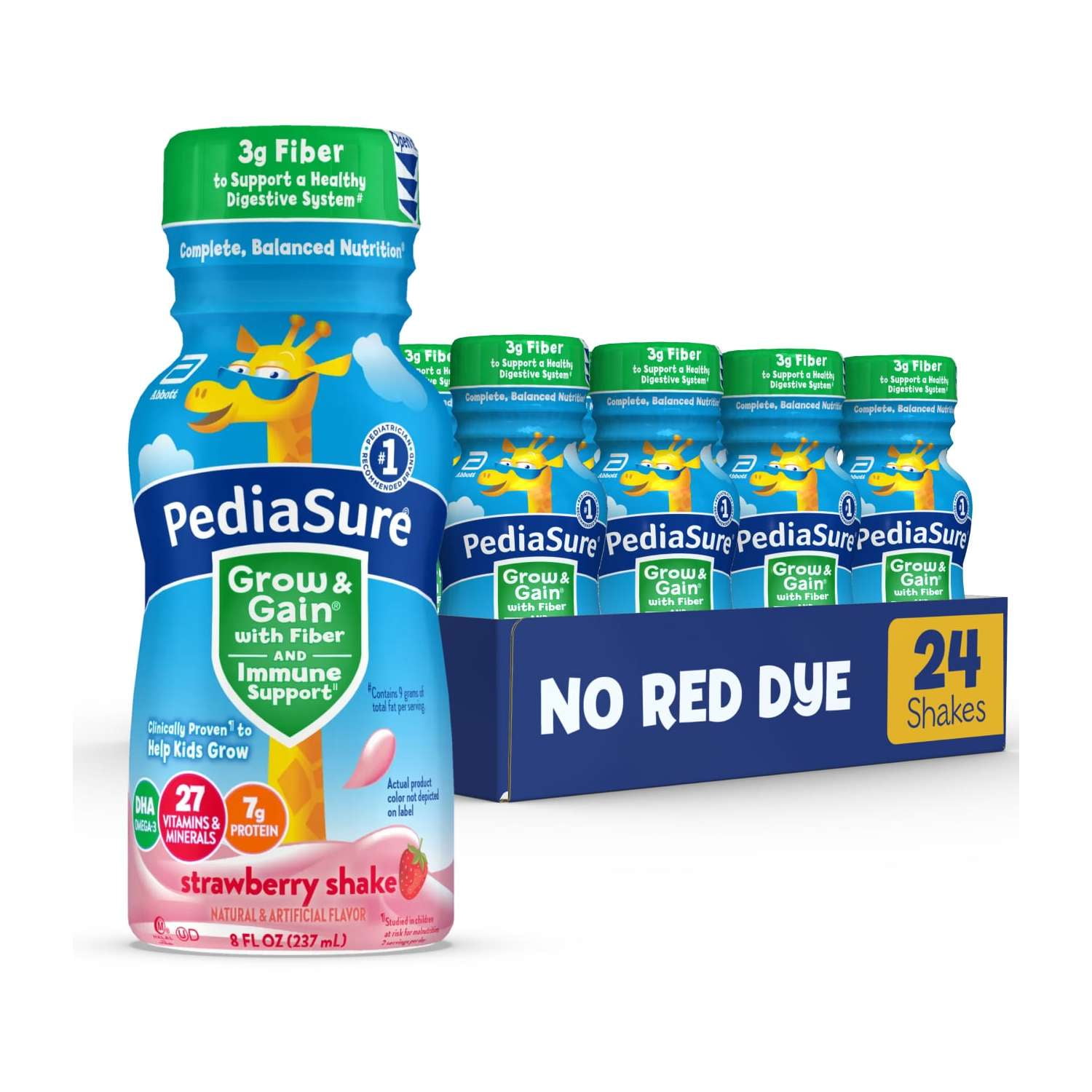 PediaSure Grow & Gain with Fiber & Immune Support, Strawberry, 8-fl-oz ...