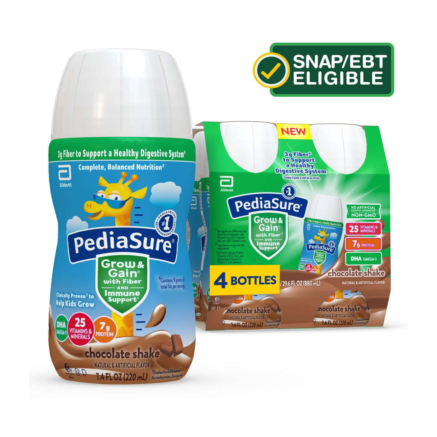 PediaSure Grow & Gain with Fiber & Immune Support, Chocolate, 7.4-fl-oz ...