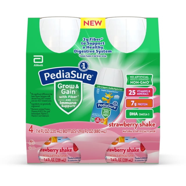 PediaSure Grow & Gain with Fiber Nutritional Shake, Strawberry, 7.4-fl ...