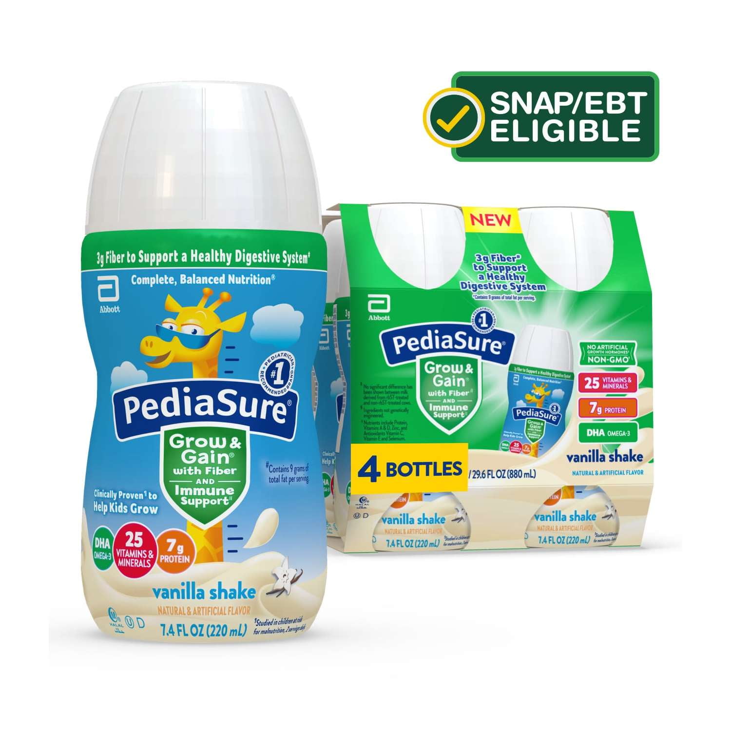 PediaSure Grow & Gain with Fiber & Immune Support, Vanilla, 7.4-fl-oz ...
