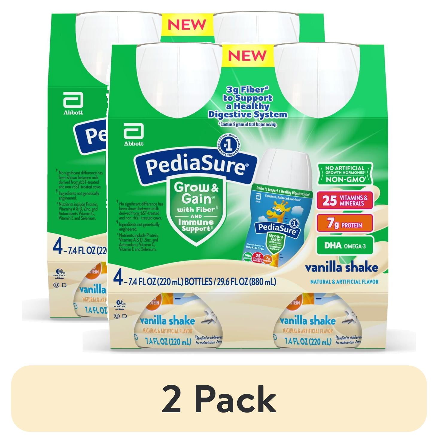 (2 pack) PediaSure Grow & Gain with Fiber Nutritional Shake, Vanilla, 7 ...