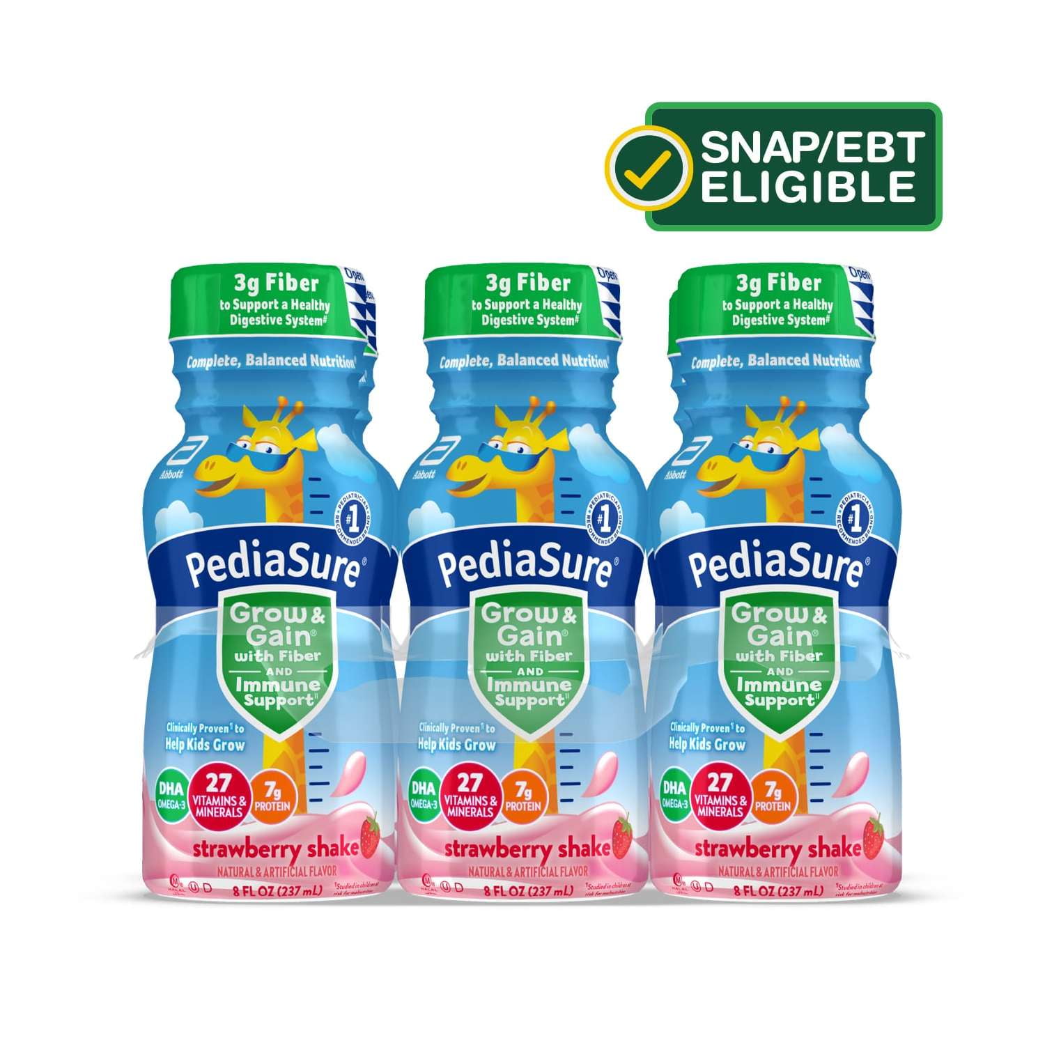 PediaSure Grow & Gain With Fiber & Immune Support, Strawberry, 8-fl-oz ...