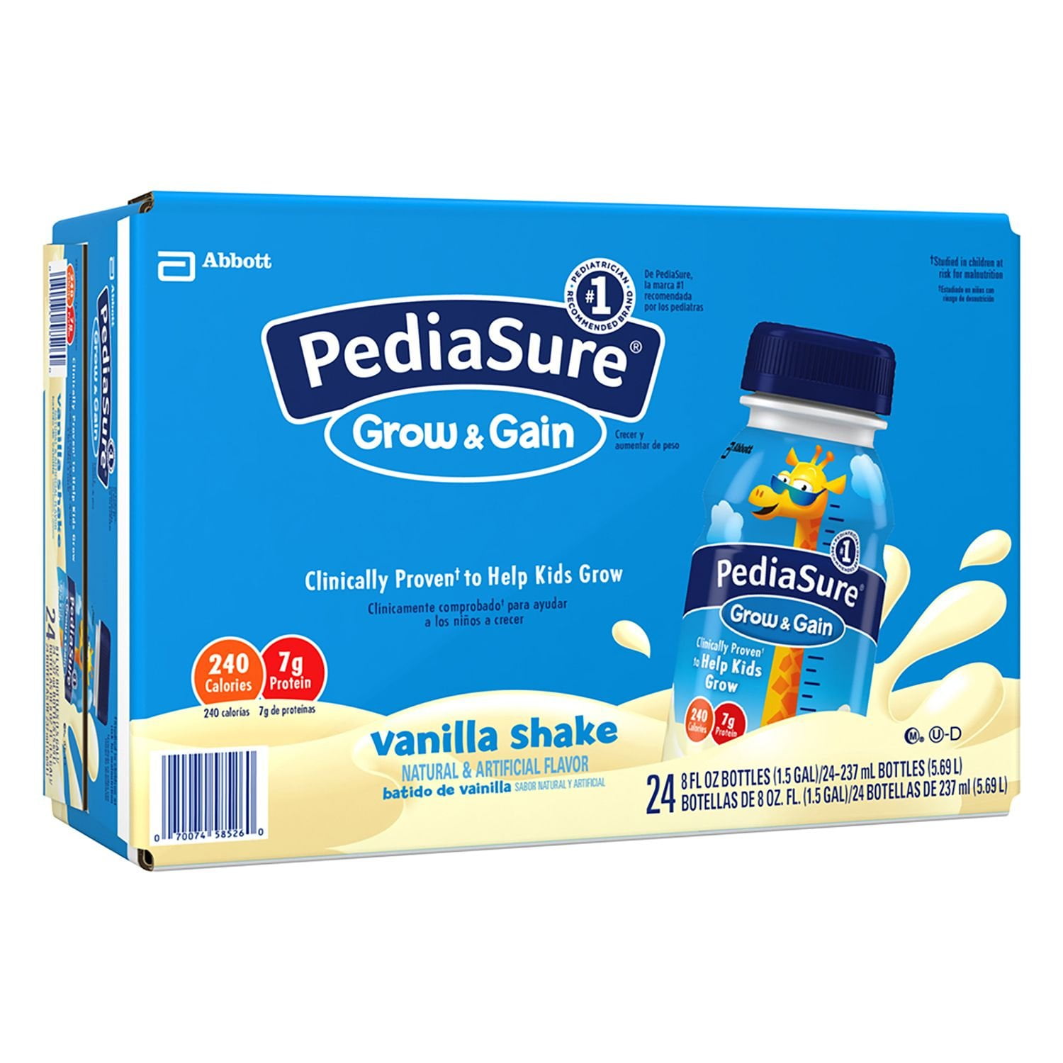 PediaSure Vanilla Shakes, 8 oz Bottles, 24 Pack, Kids Nutrition, DHA ...