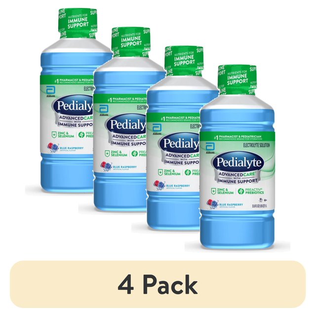 (4 pack) Pedialyte AdvancedCare Electrolyte Solution, Blue Raspberry, 1 ...