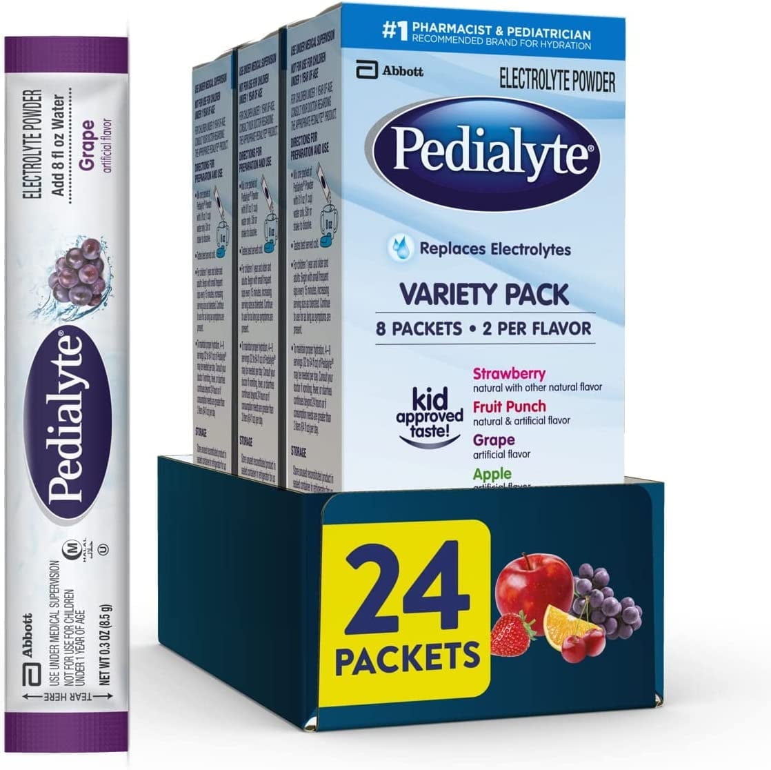 Pedialyte Electrolyte Powder Packets, Variety Pack, Fast Hydration ...