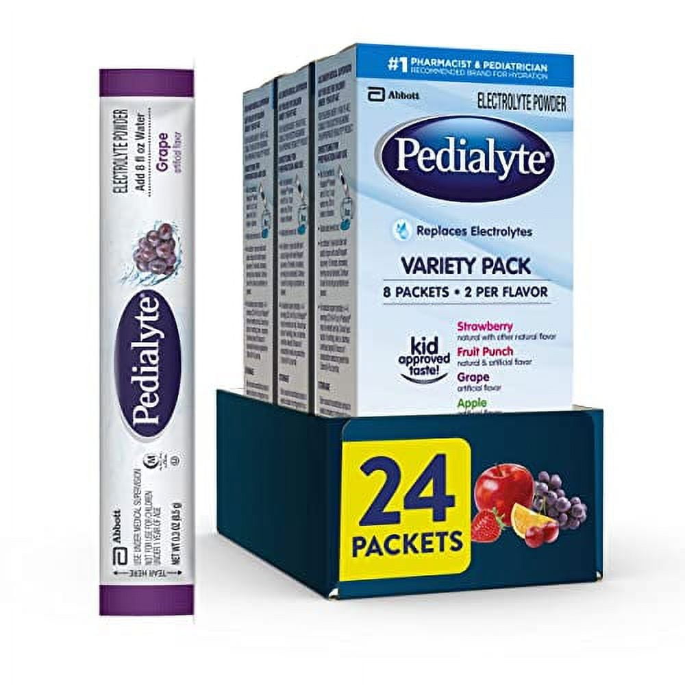 Pedialyte Electrolyte Powder, Variety Pack, 24 Hydration Packets ...