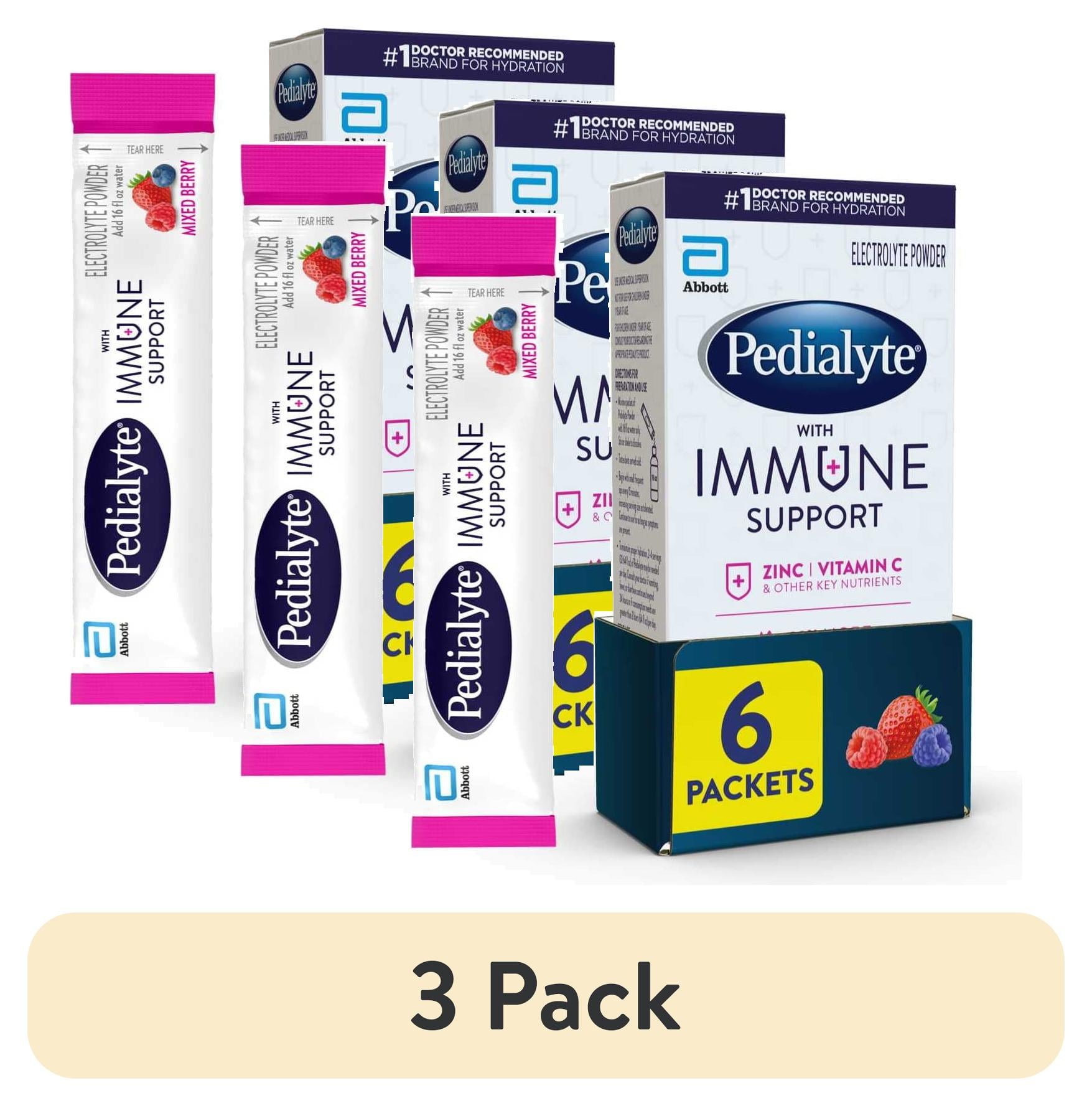 (3 pack) Pedialyte with Immune Support, Mixed Berry, Powder Packets, 6 ...