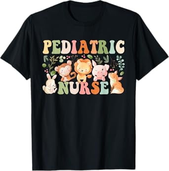Pediatric Nurse Cute Zoo Animals PICU Registered Nurse T-Shirt ...