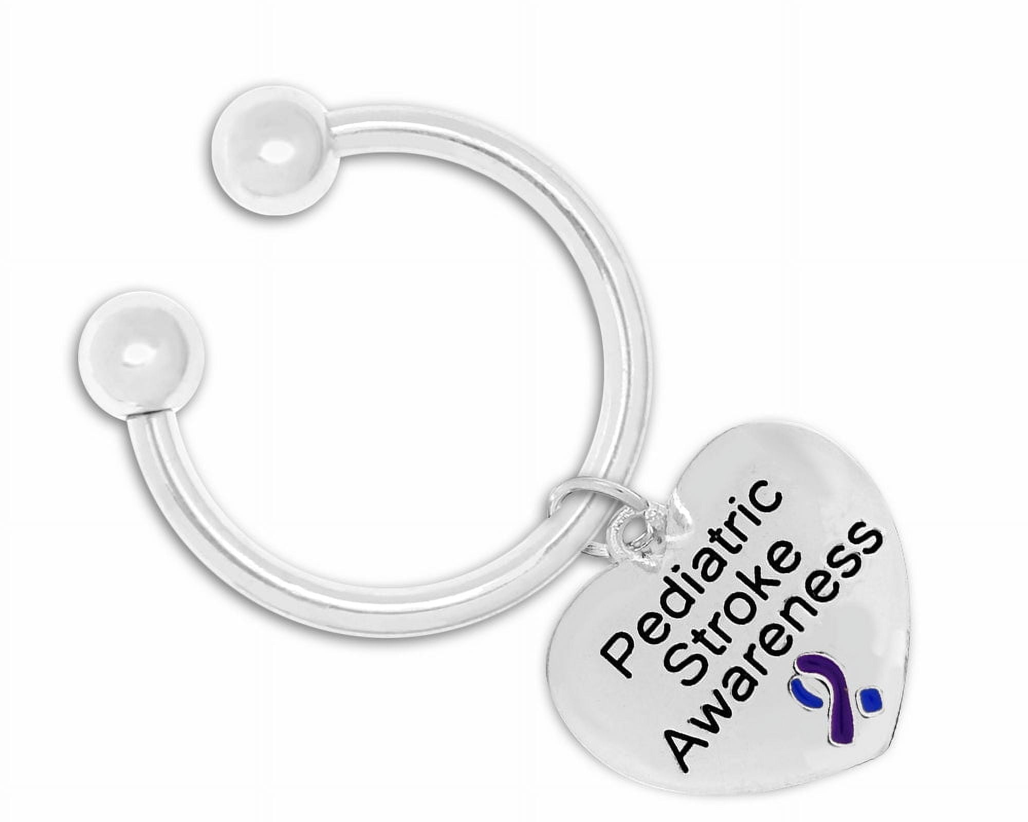 Pediatric Stroke Awareness Heart Charm Horseshoe Keychains - Walmart.com