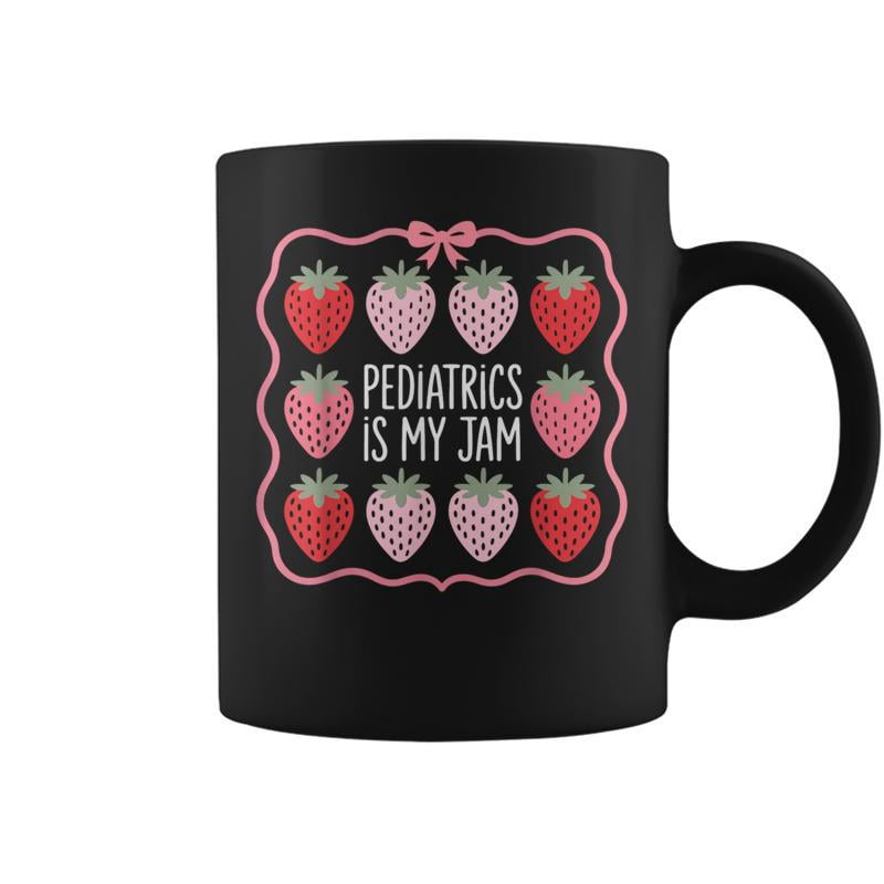 Pediatrics Is My Jam Pediatrician Squad Peds Strawberry Bow Coffee Mugs ...