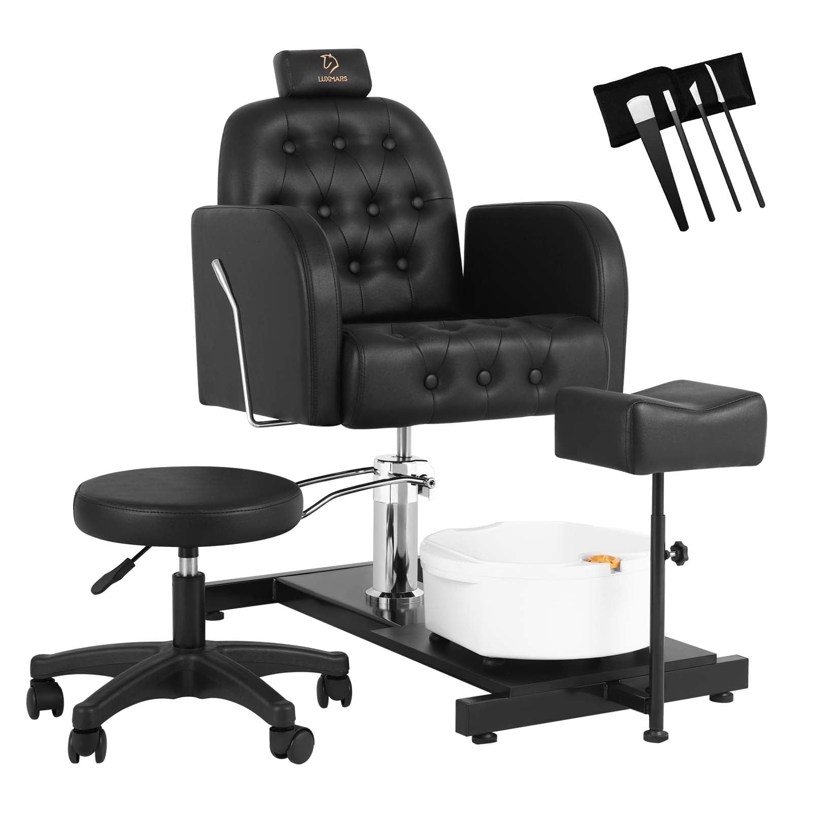 Pedicure Chair with Bubble Massage Foot Bath, 360 Degree Rotation ...