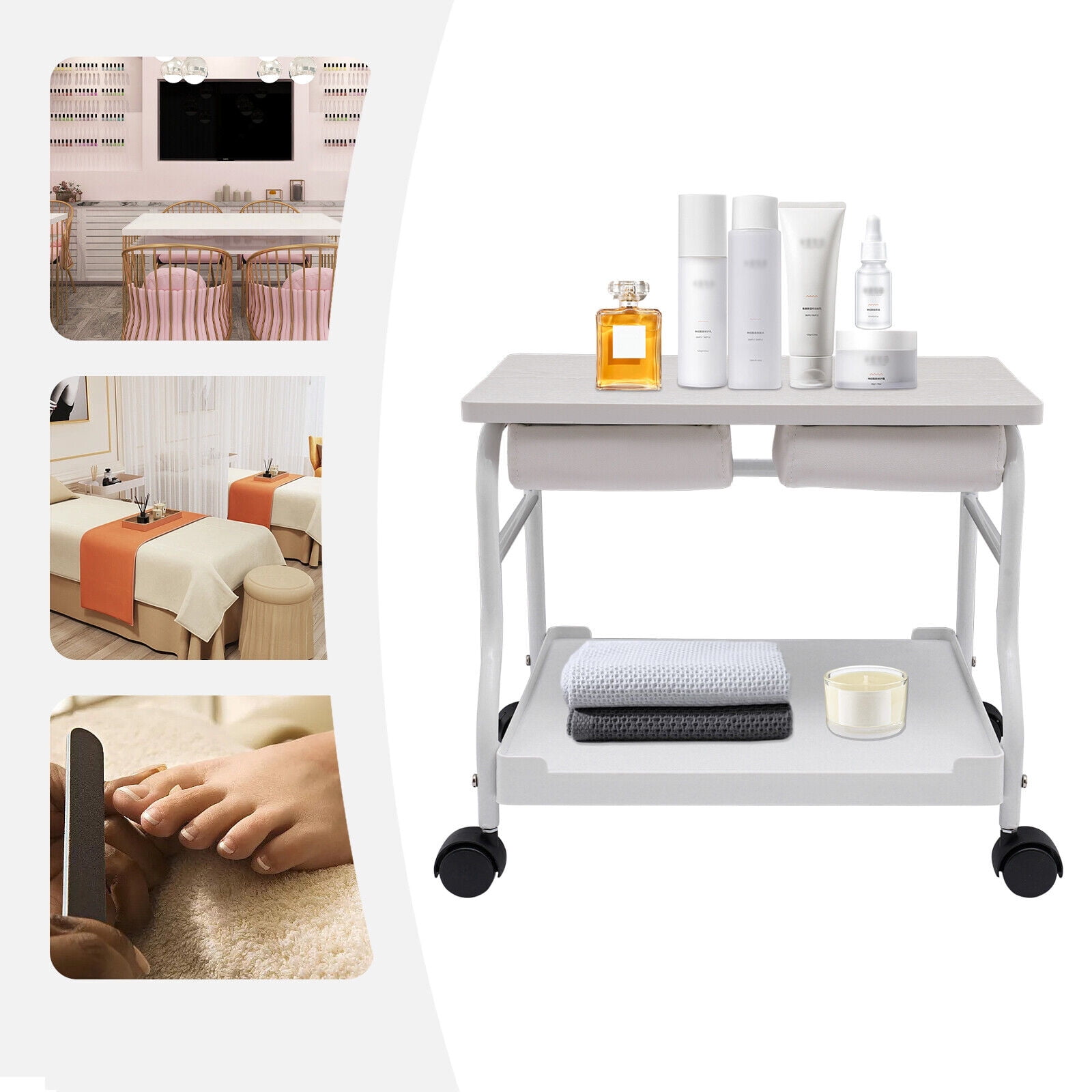 Pedicure Foot Rest Cart, Pedicure Stand with Wheels Manicure Footrest ...