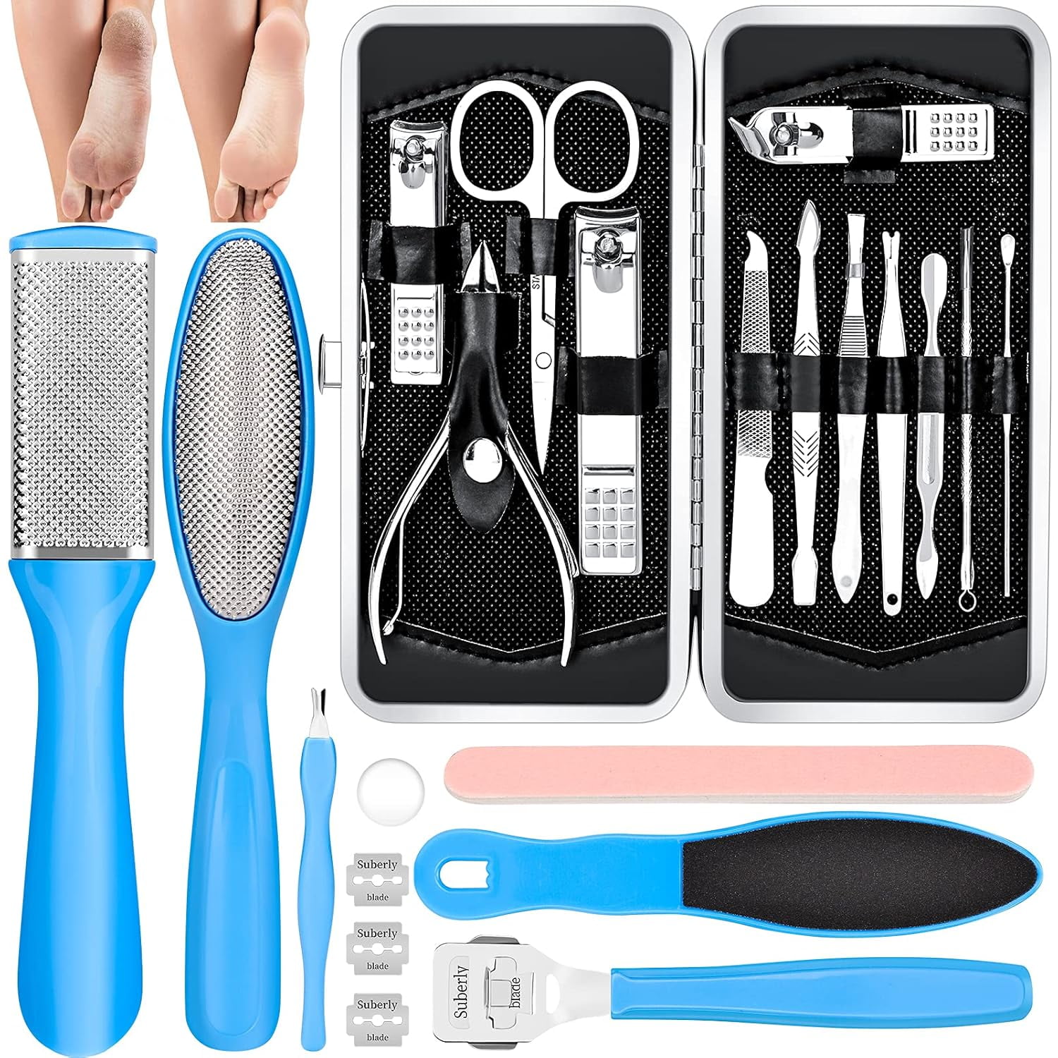 Pedicure Kits-Callus Remover for Feet,23 in 1 Professional Manicure Set ...